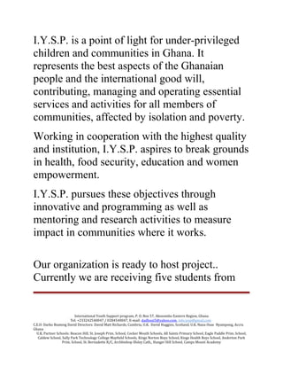 IYSP DOCUMENTS | DOC | Non-Profit Organizations | Industries