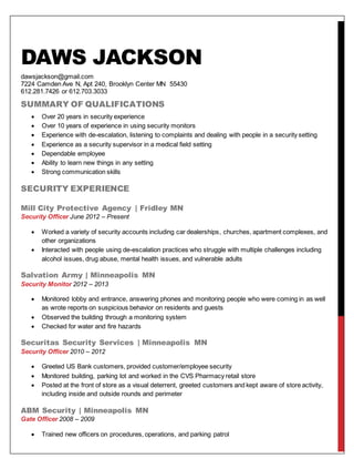 Daws Jackson Resume November 2016 | PDF