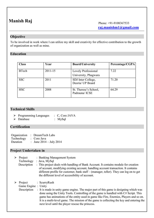 Manish_Reume | PDF | Programming Languages | Computing