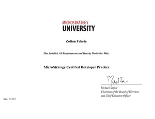 MicroStrategy Certificate | PPT