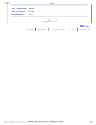 Transcript TCC pdf | PDF | Undergraduate Education | College Education