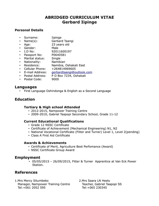 My Abridged CV | PDF