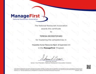 Managefirst Certificate | PDF
