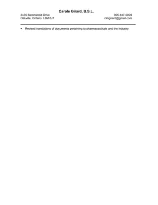 Carole Girard - CV | DOC