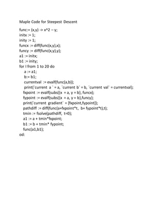 Maple Code for Steepest Descent | DOCX
