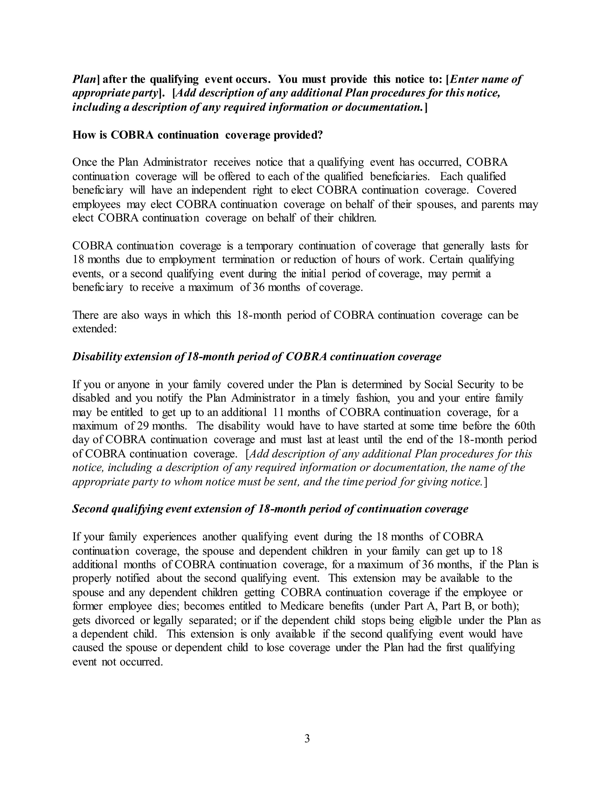 Model COBRA Continuation Coverage General Notice | DOCX