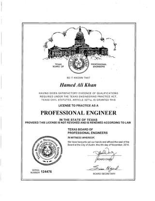 Texas P.E License | PDF