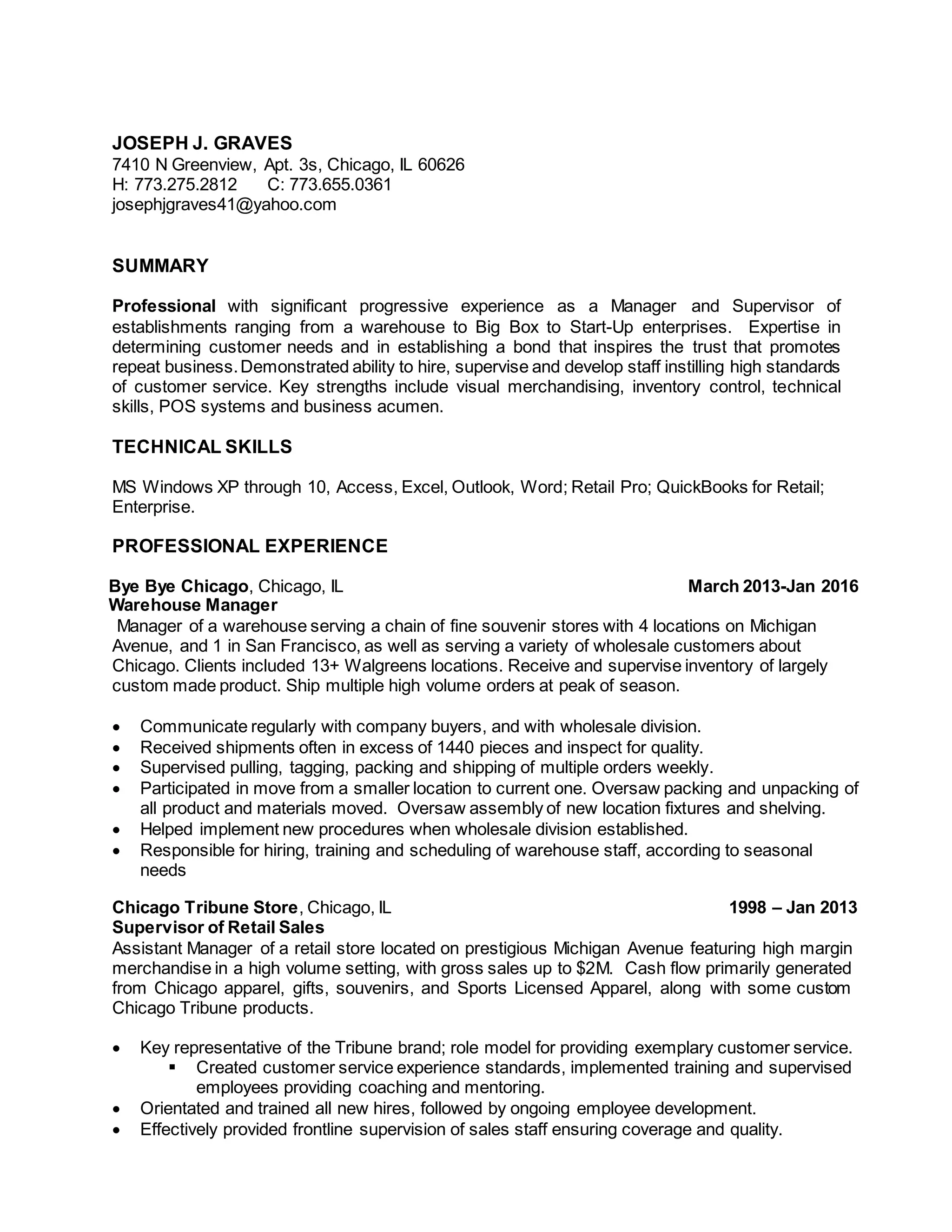 Joe Graves LHH CS Resume 2015 | PDF