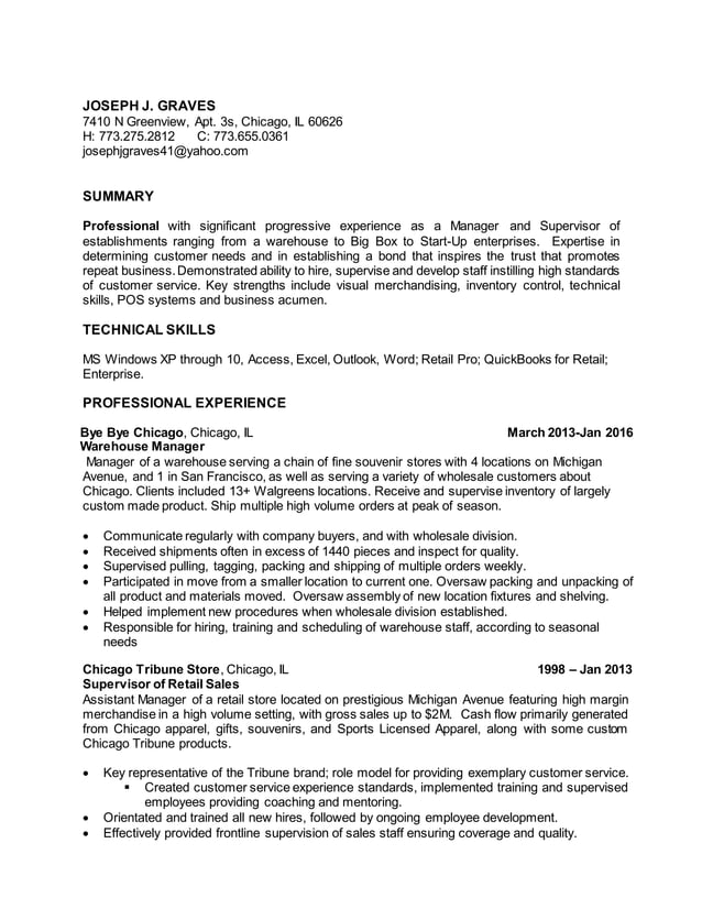 Joe Graves LHH CS Resume 2015 | PDF