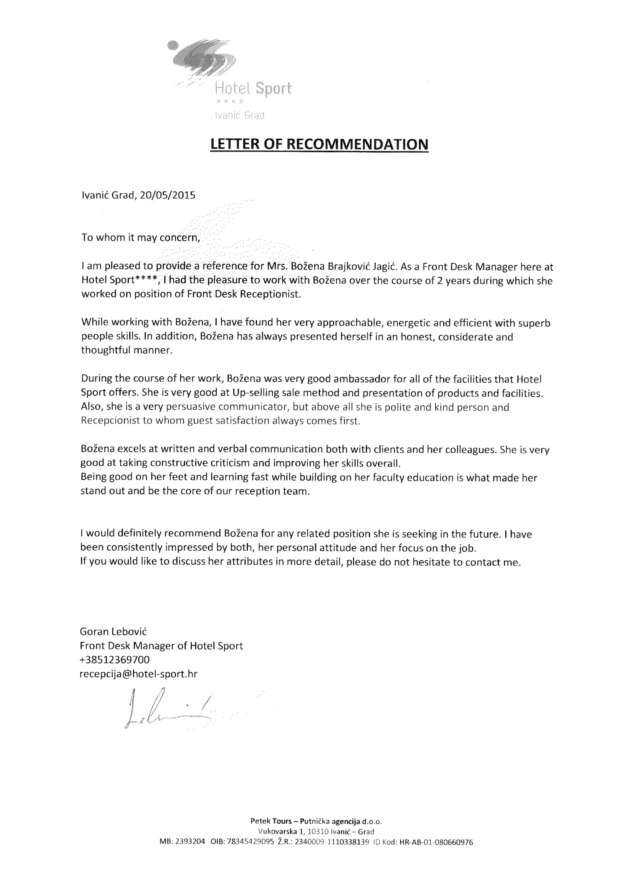 Letter of Recommendation | PDF
