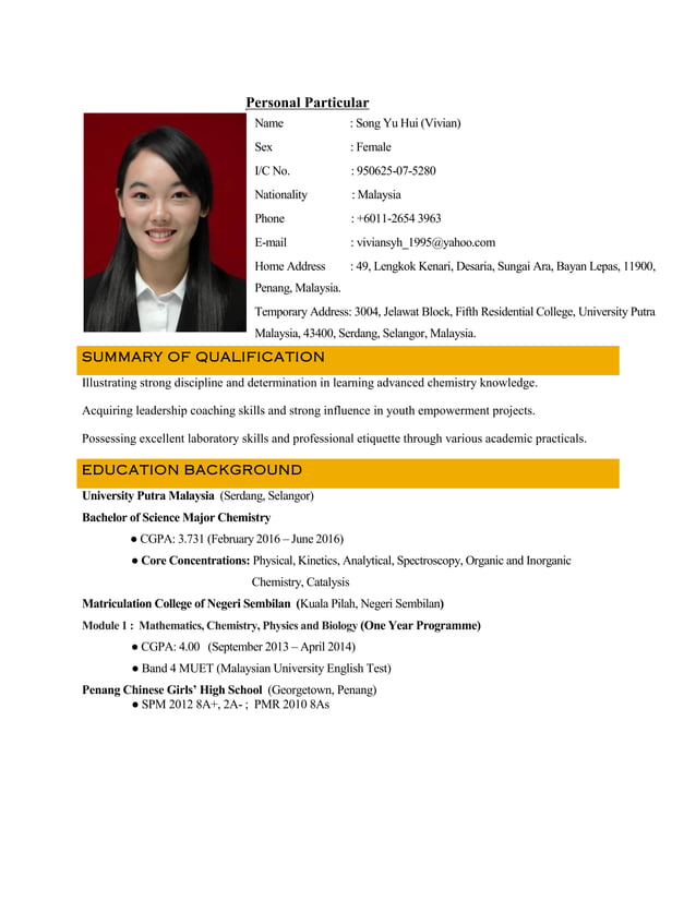 SONG YU HUI CV UPDATED | PDF
