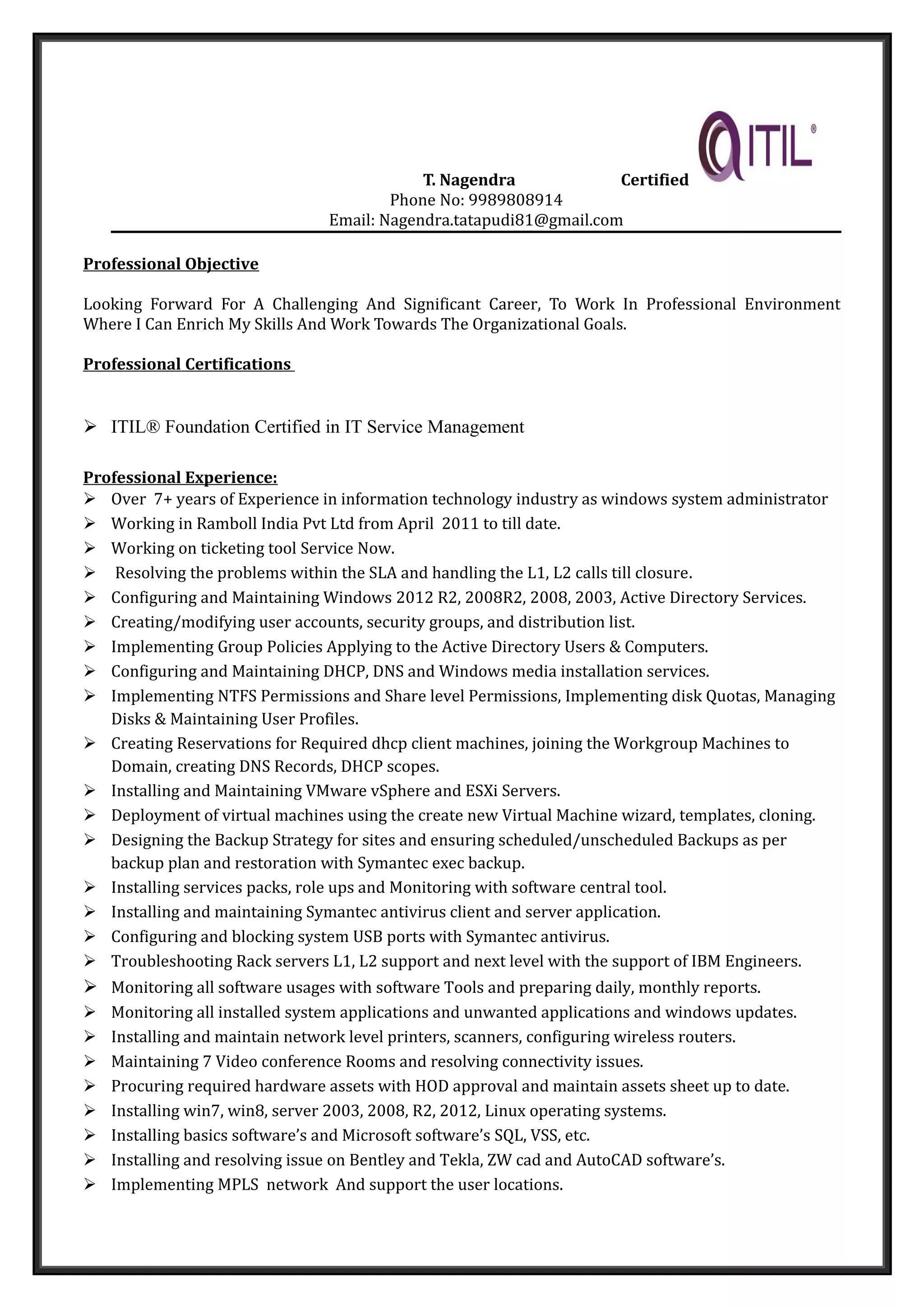 Nagendra Resume 7 | DOC