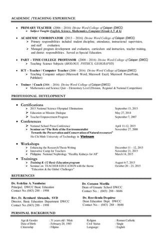 C V JAY R D. BANCO | DOCX | Professional School | Postgraduate Education