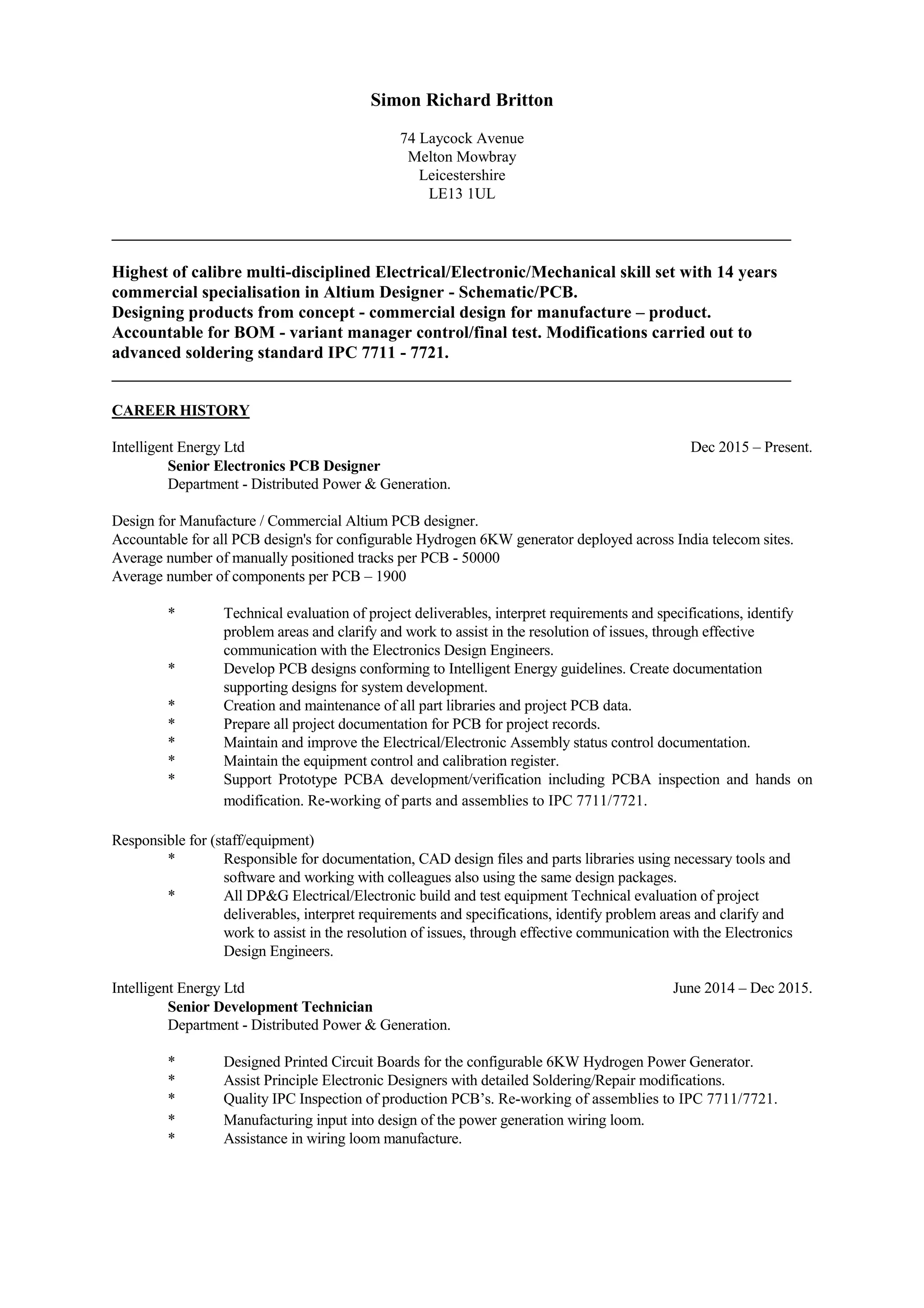 Simon Britton CV linkedin | PDF