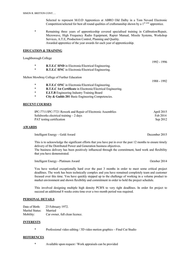 Simon Britton CV linkedin | PDF
