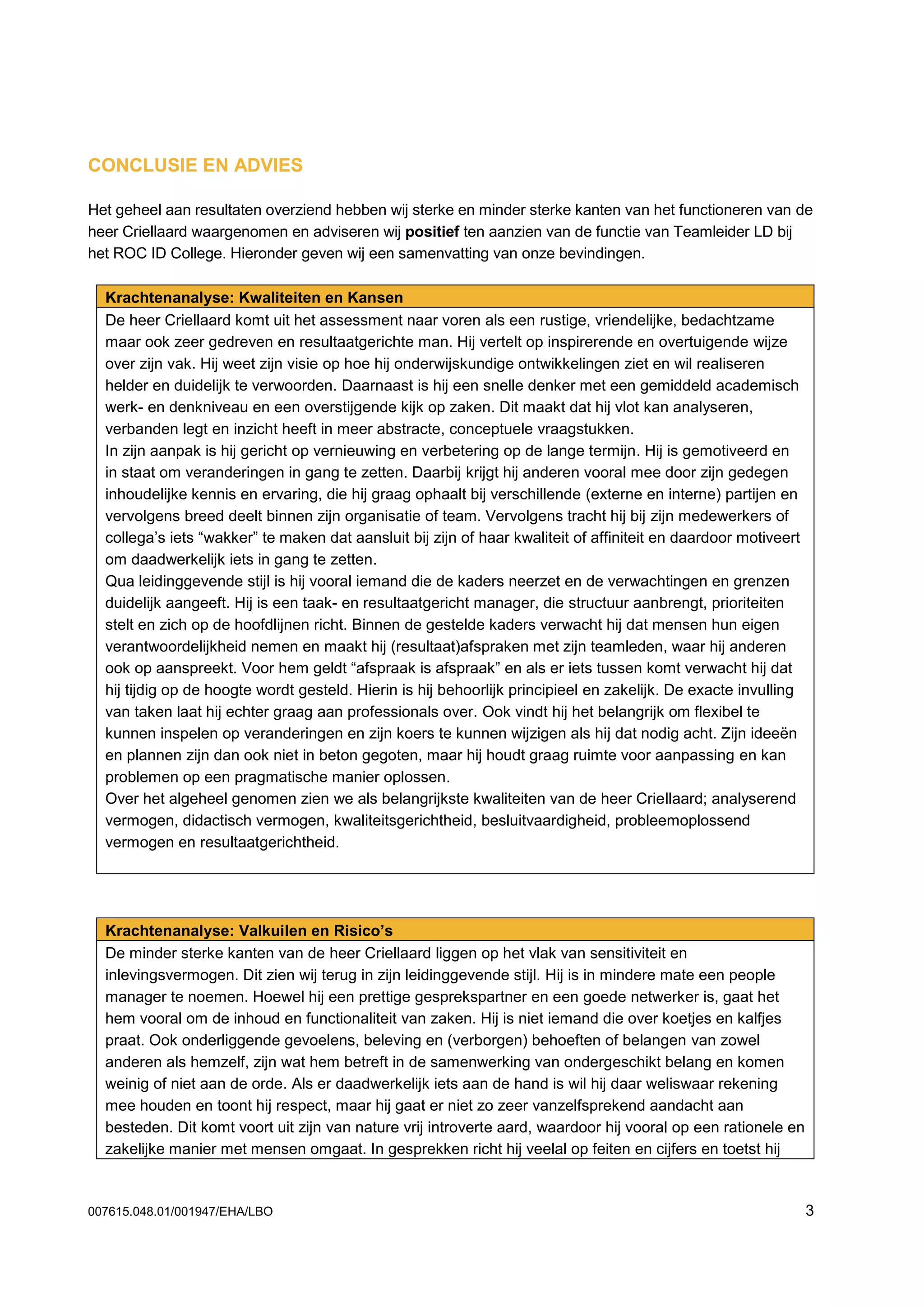 Onderzoeksrapport Leeuwendaal functie teamleider | PDF