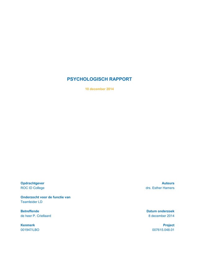 Onderzoeksrapport Leeuwendaal functie teamleider | PDF