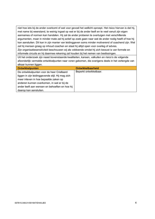Onderzoeksrapport Leeuwendaal functie teamleider | PDF