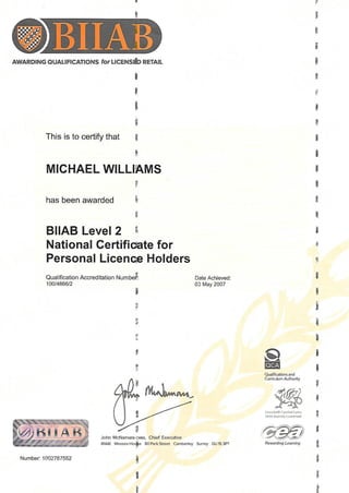 BIIAB Personal Licence | PDF
