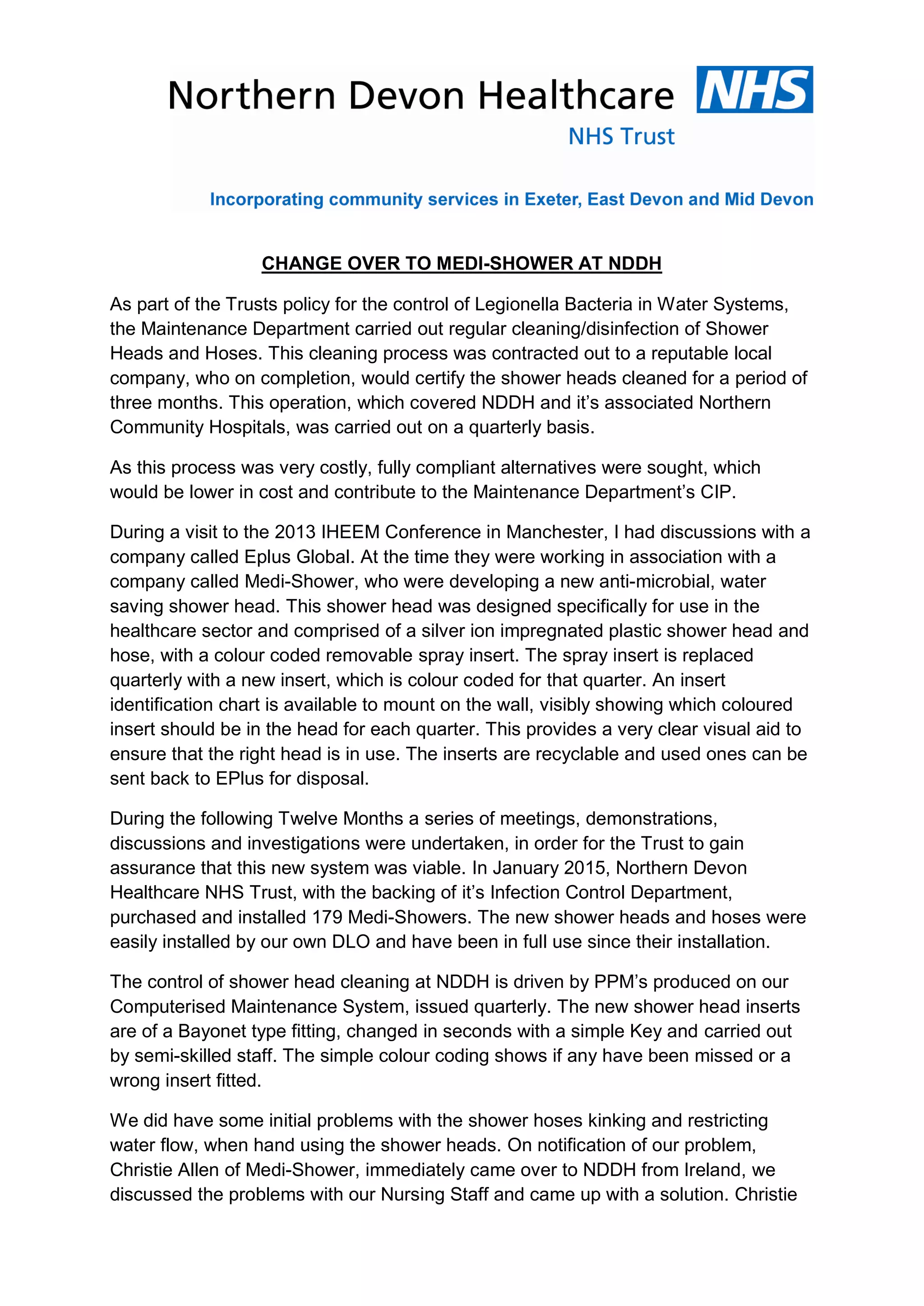 Shower heads support letter | PDF