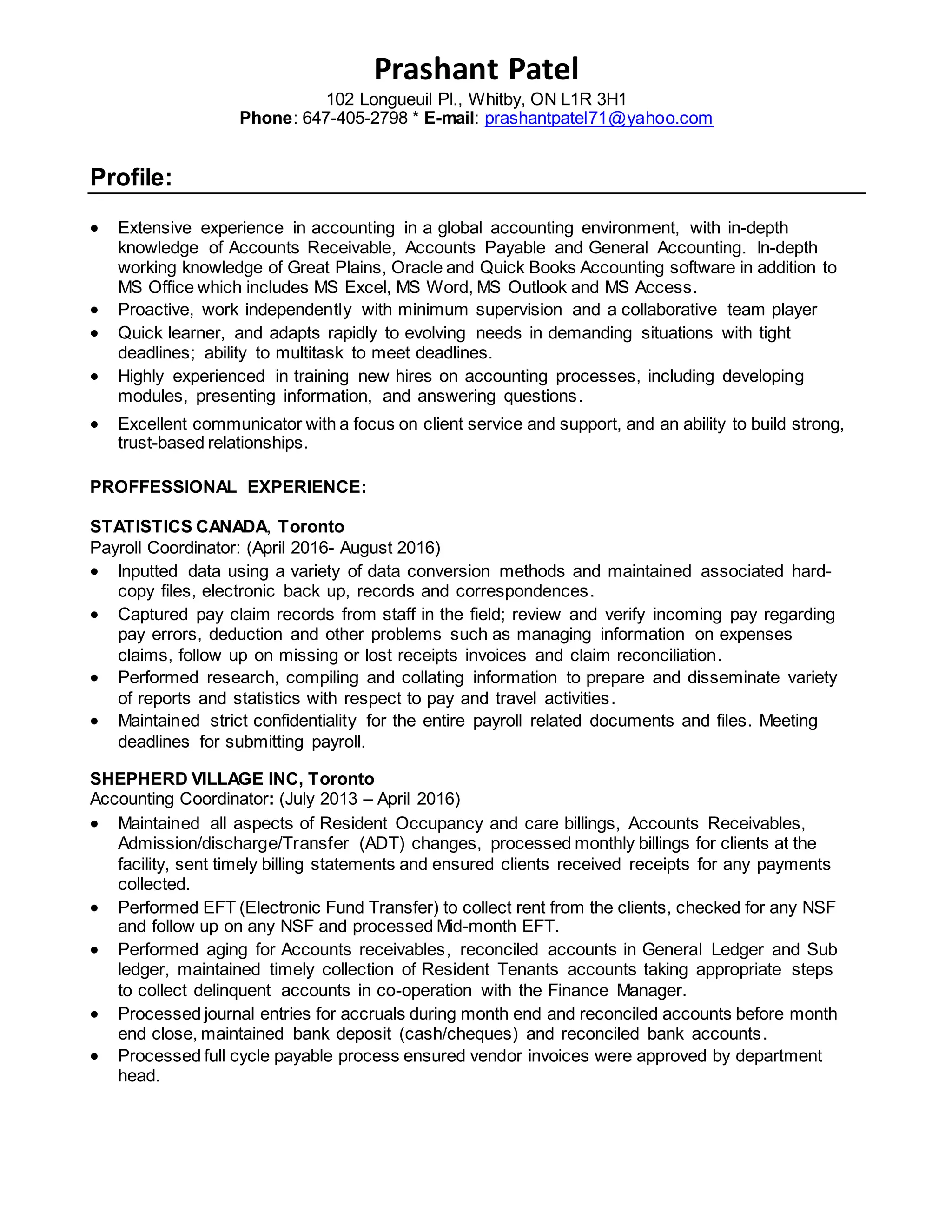 Resume Prashant Patel | DOCX