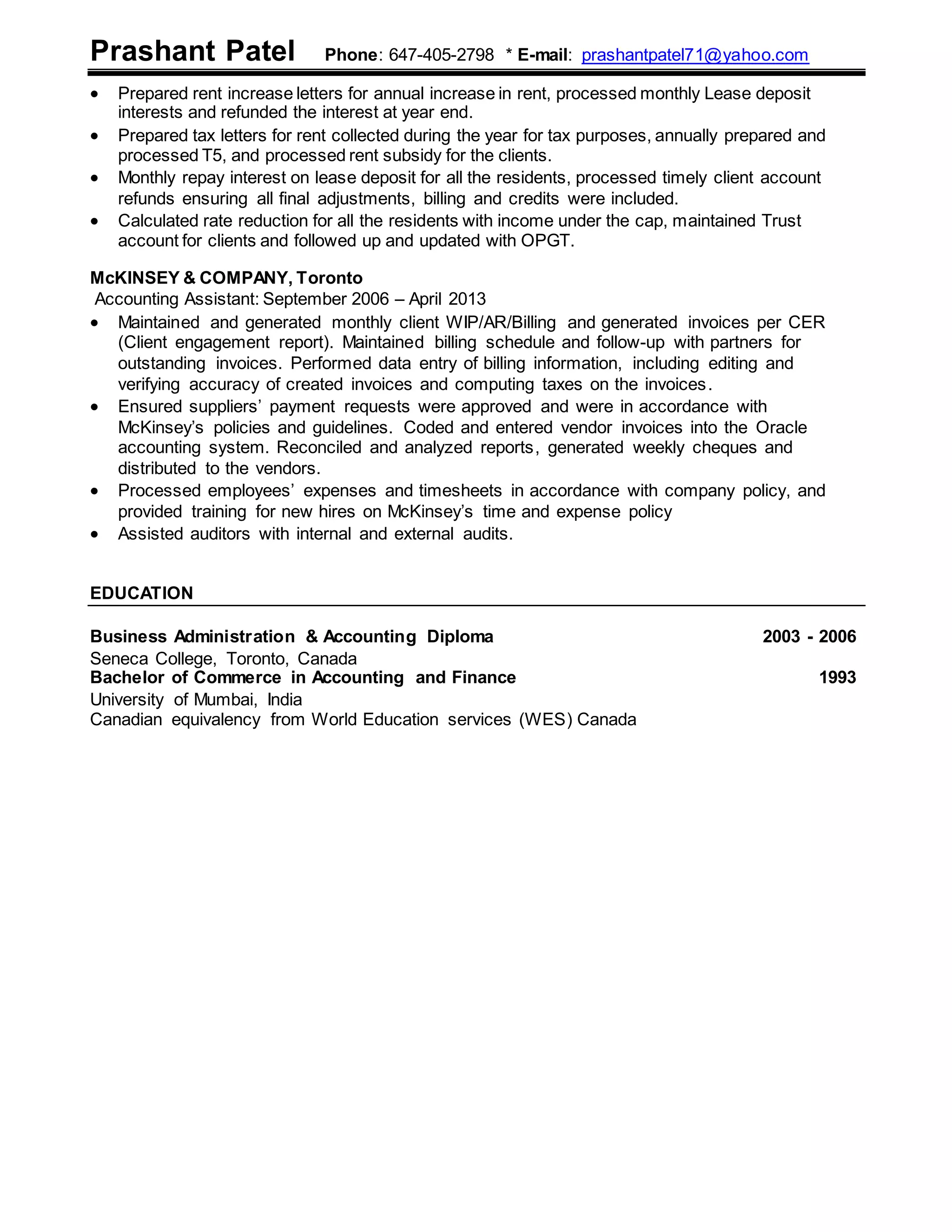 Resume Prashant Patel | DOCX
