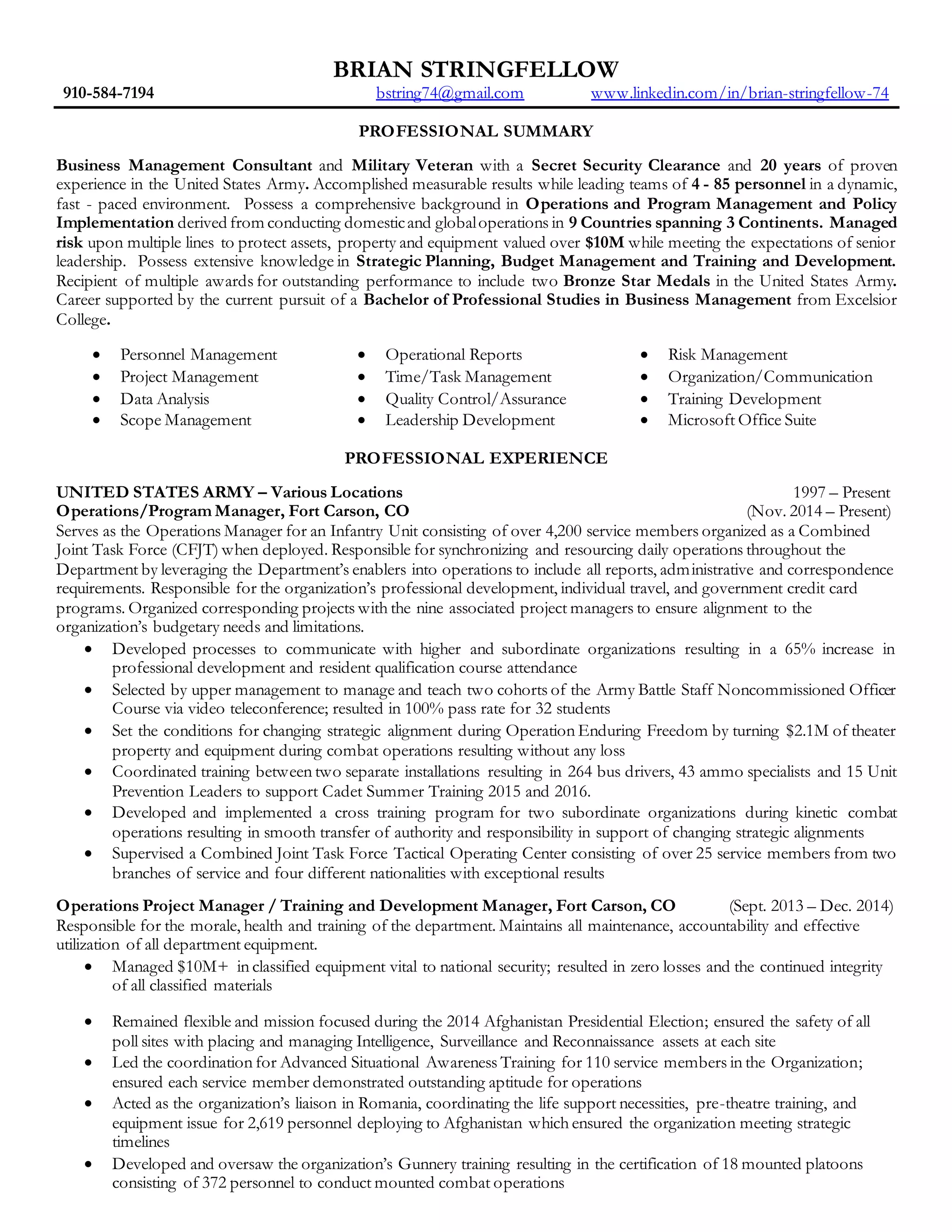 STRINGFELLOW, BRIAN_RESUME 2 | PDF