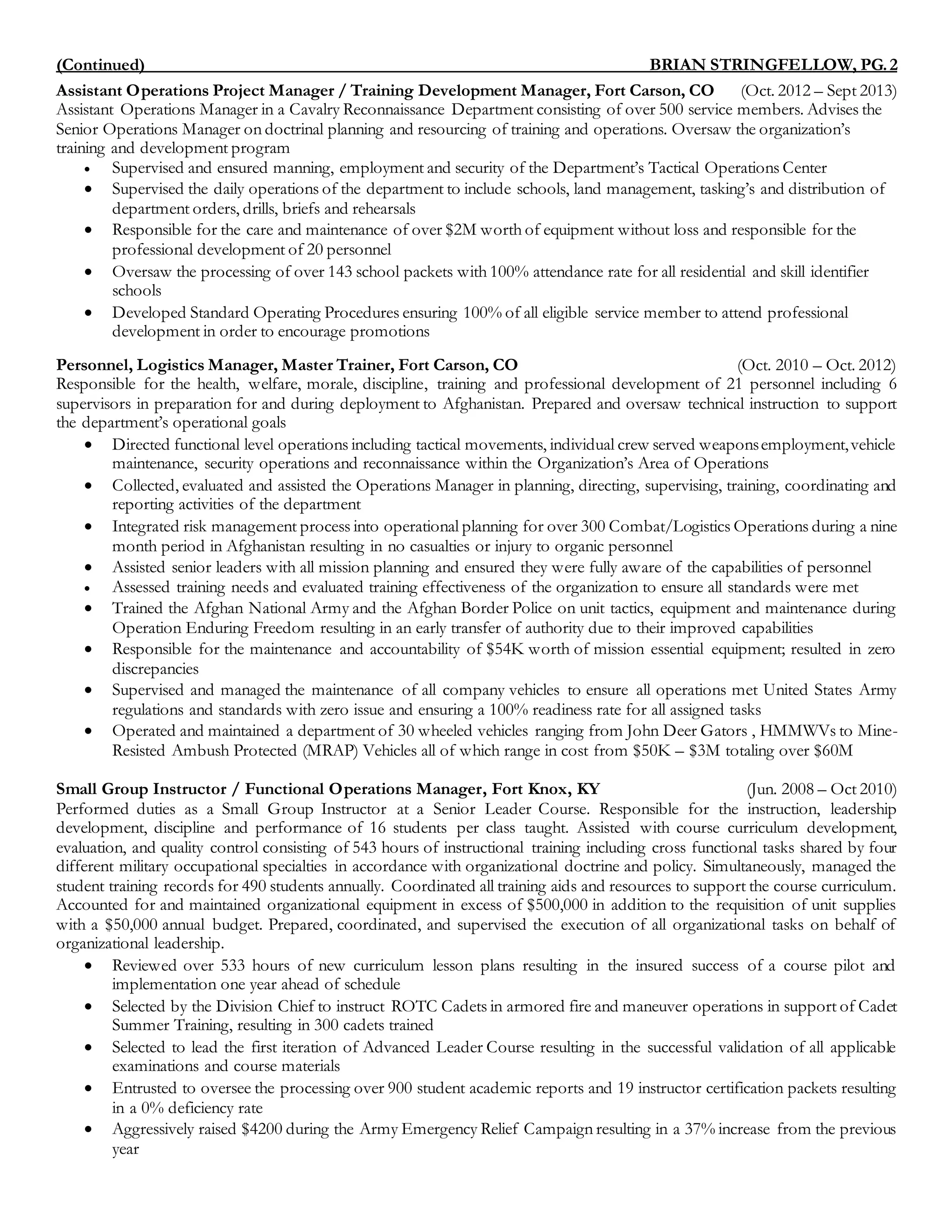 Stringfellow Brian Resume 2 Pdf