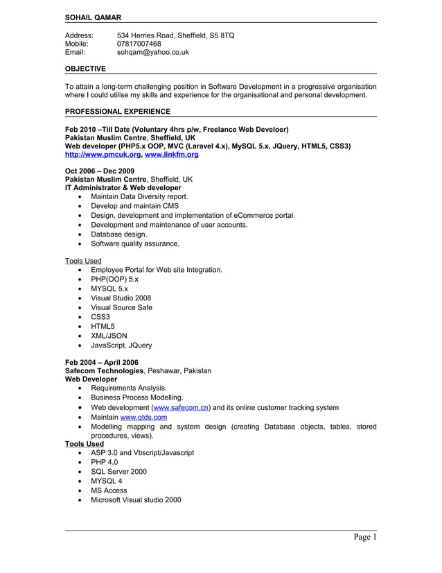 Sohail CV001-Web | PDF