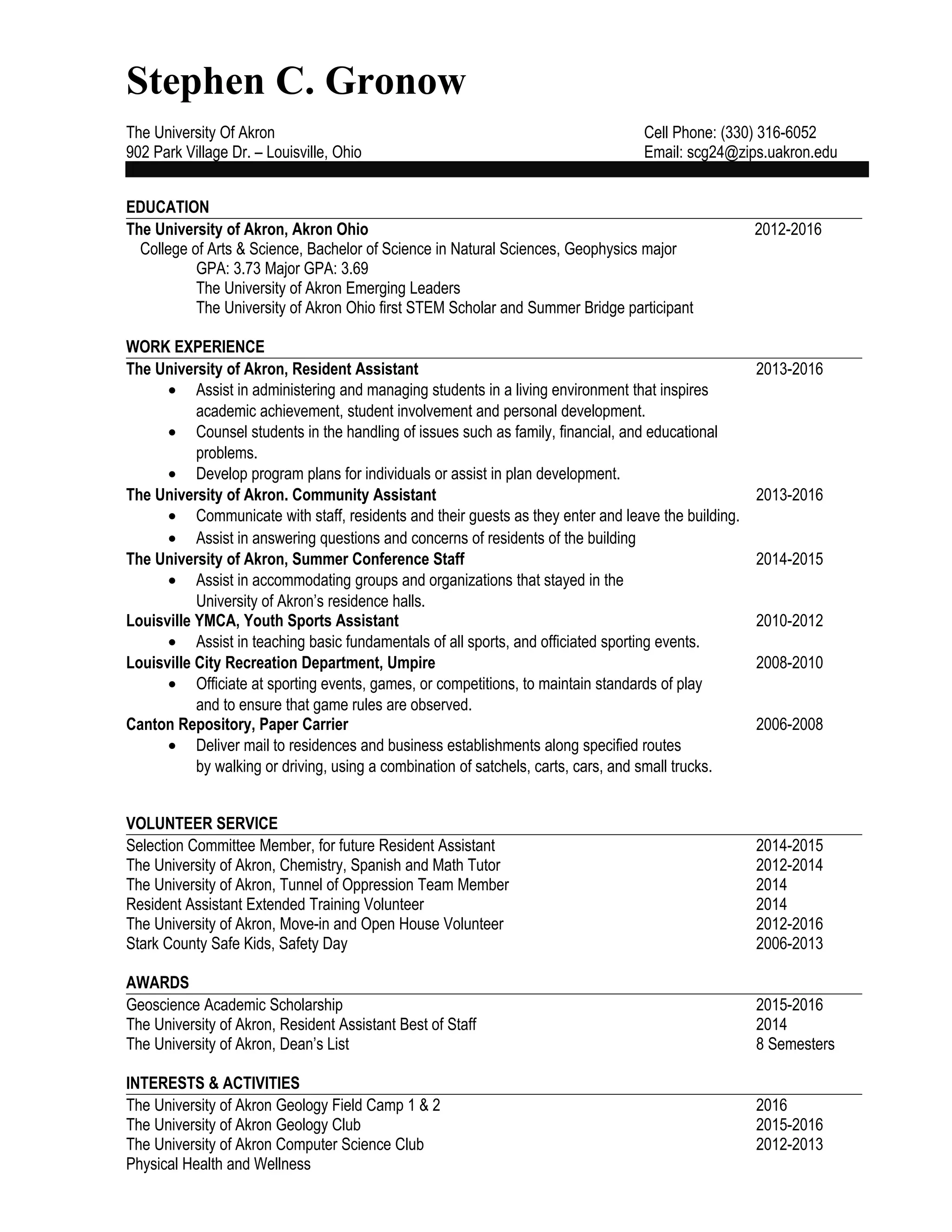 Resume Steve_2016_Akron | DOC