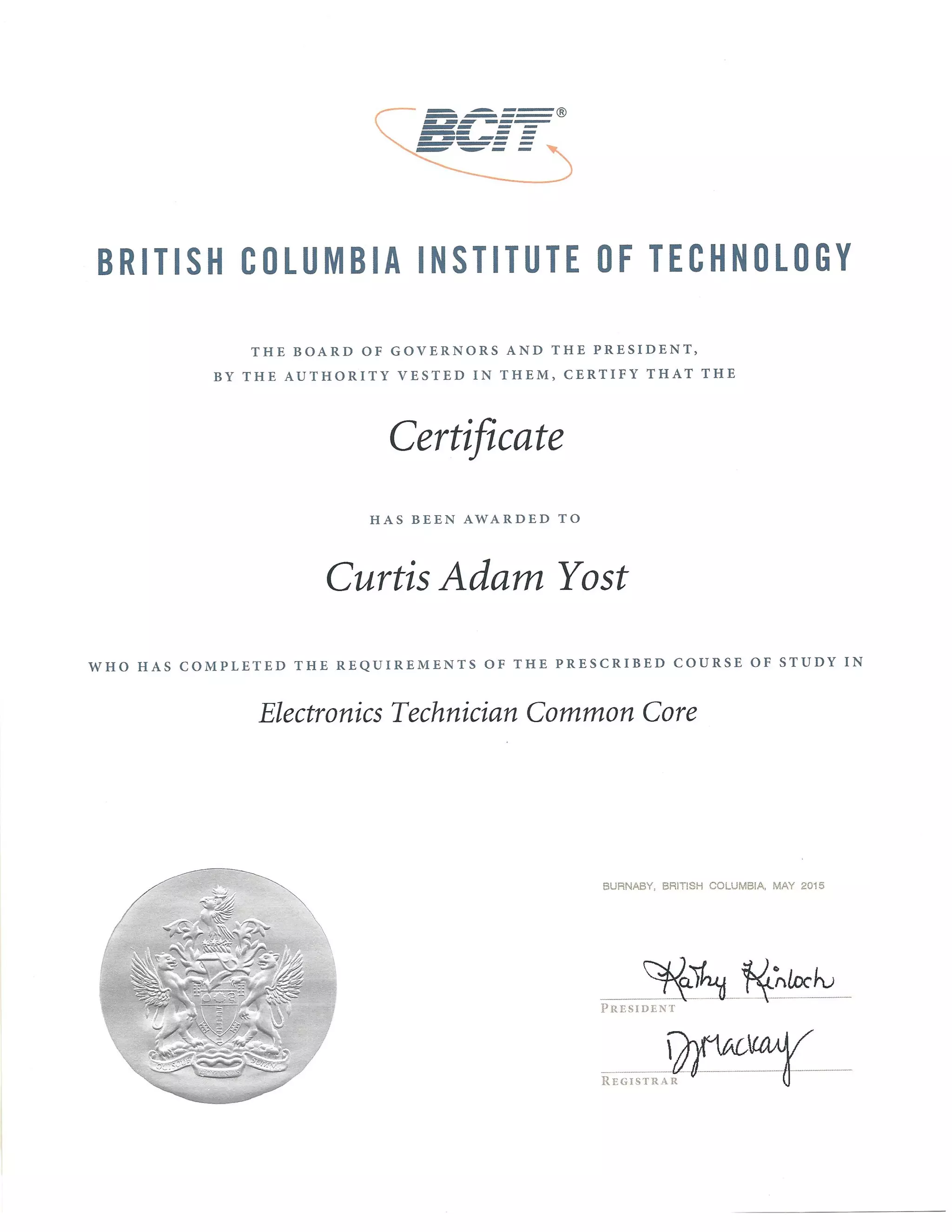 Certificate of Diploma - BCIT | PDF