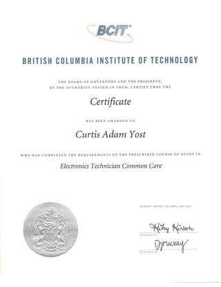 Certificate of Diploma - BCIT | PDF