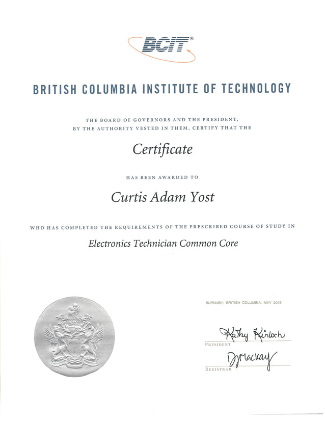 Certificate of Diploma - BCIT | PDF