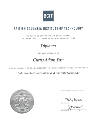 Certificate of Diploma - BCIT | PDF