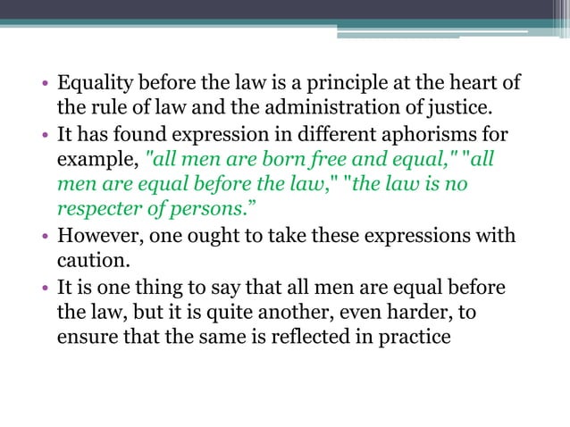 EQUALITY BEFORE THE LAW | PPTX