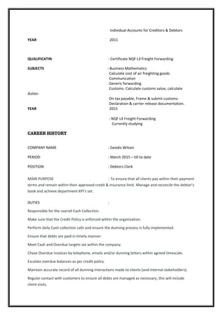 CURRICULUM VITAE of Khanyisile Portia | DOC
