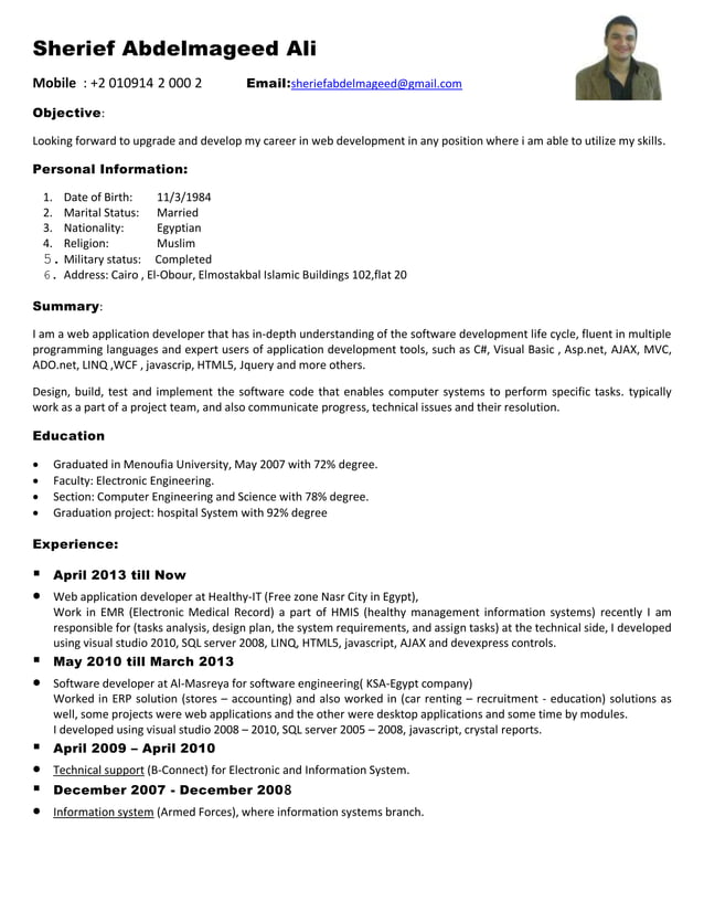 Sherif CV 2014 | PDF | Web Development | Internet