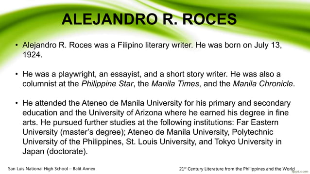 Alejandro Roces.pptx | Books and Literature
