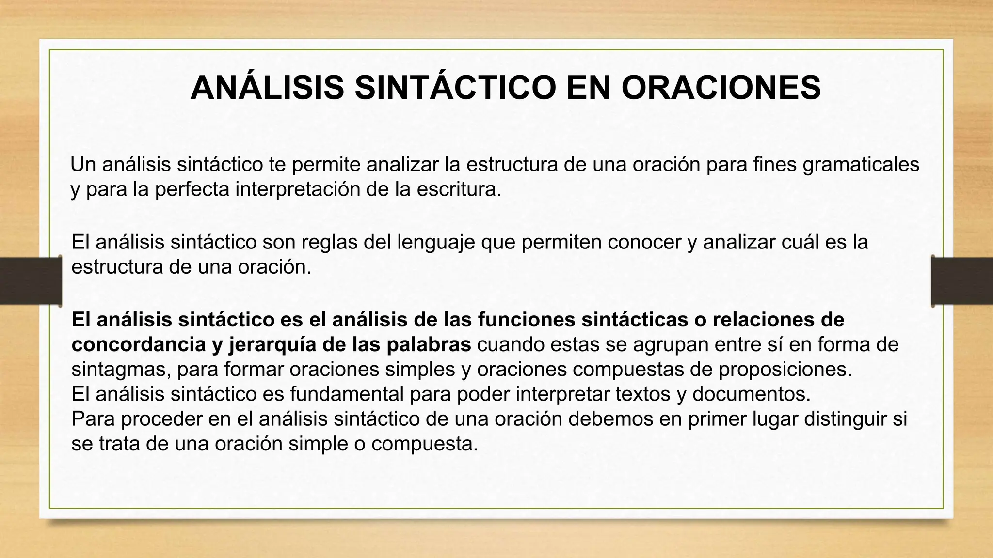 Análisis sintáctico de las oraciones simples | PPTX