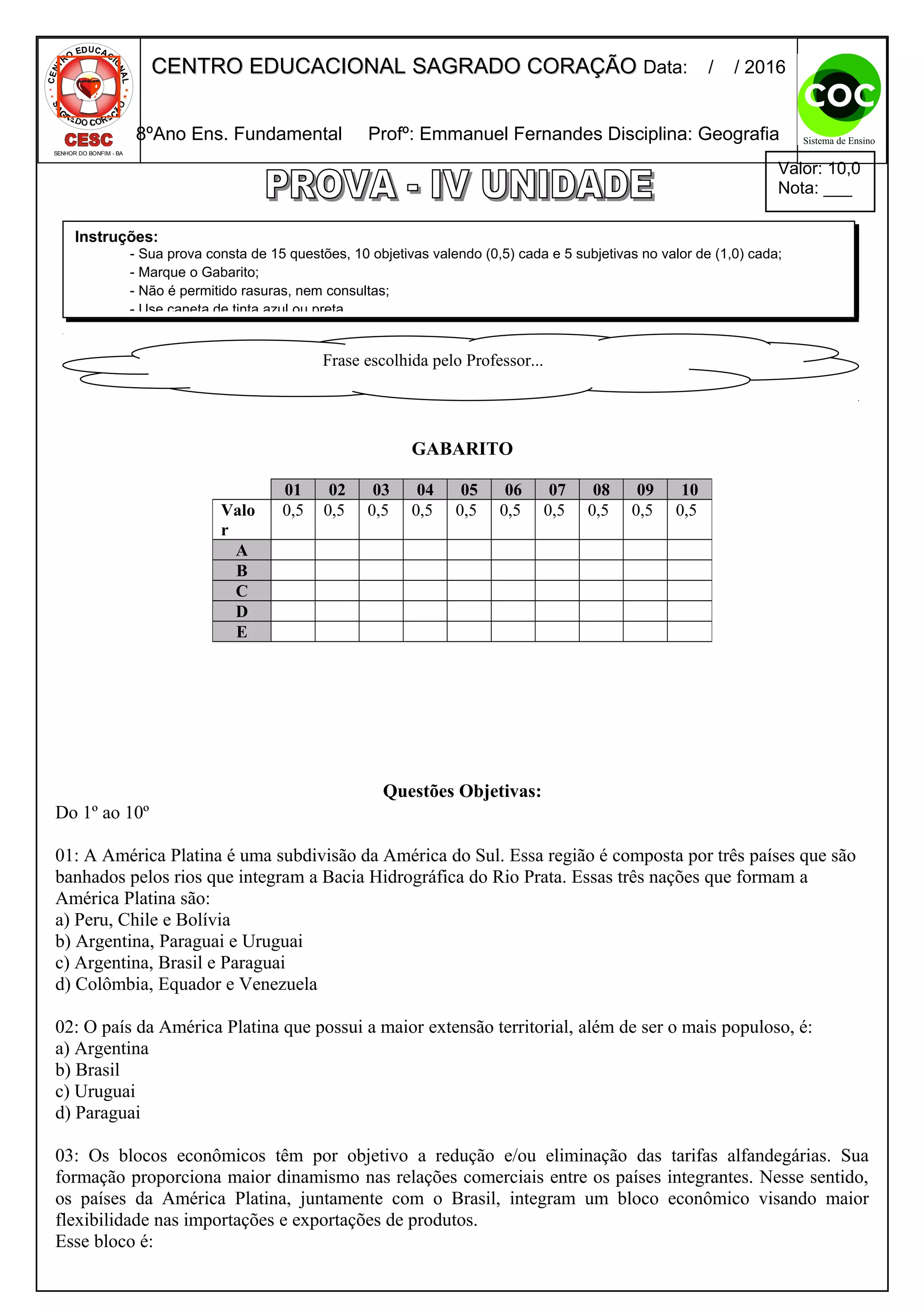 8 ano geografia | DOC
