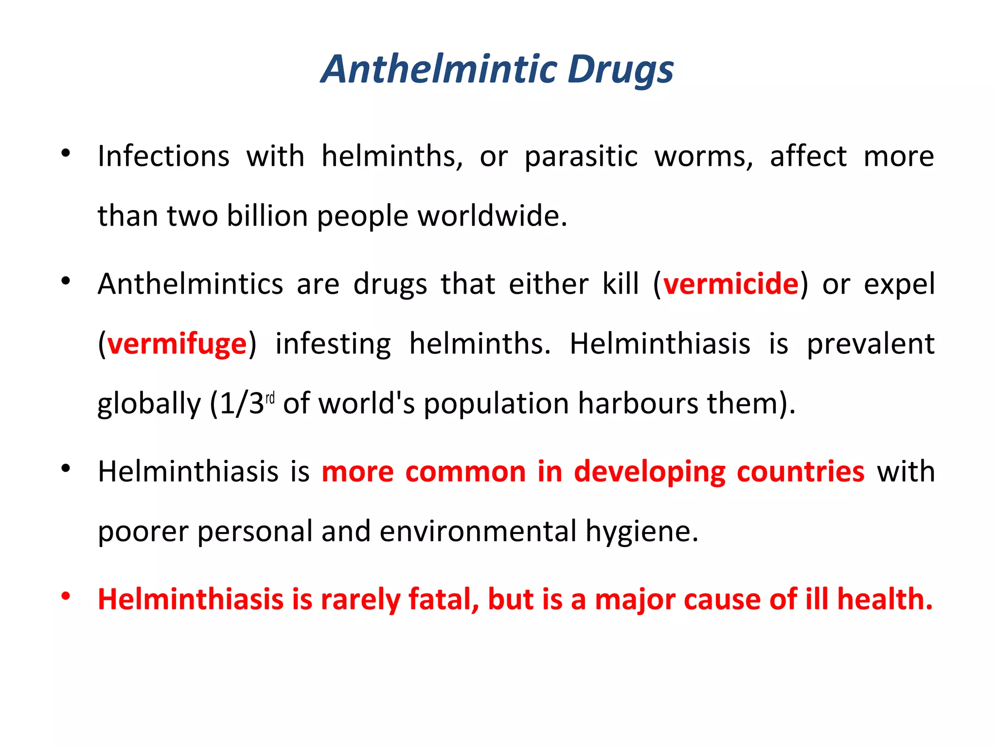 Introduction to anthelmintic drugs | PPT