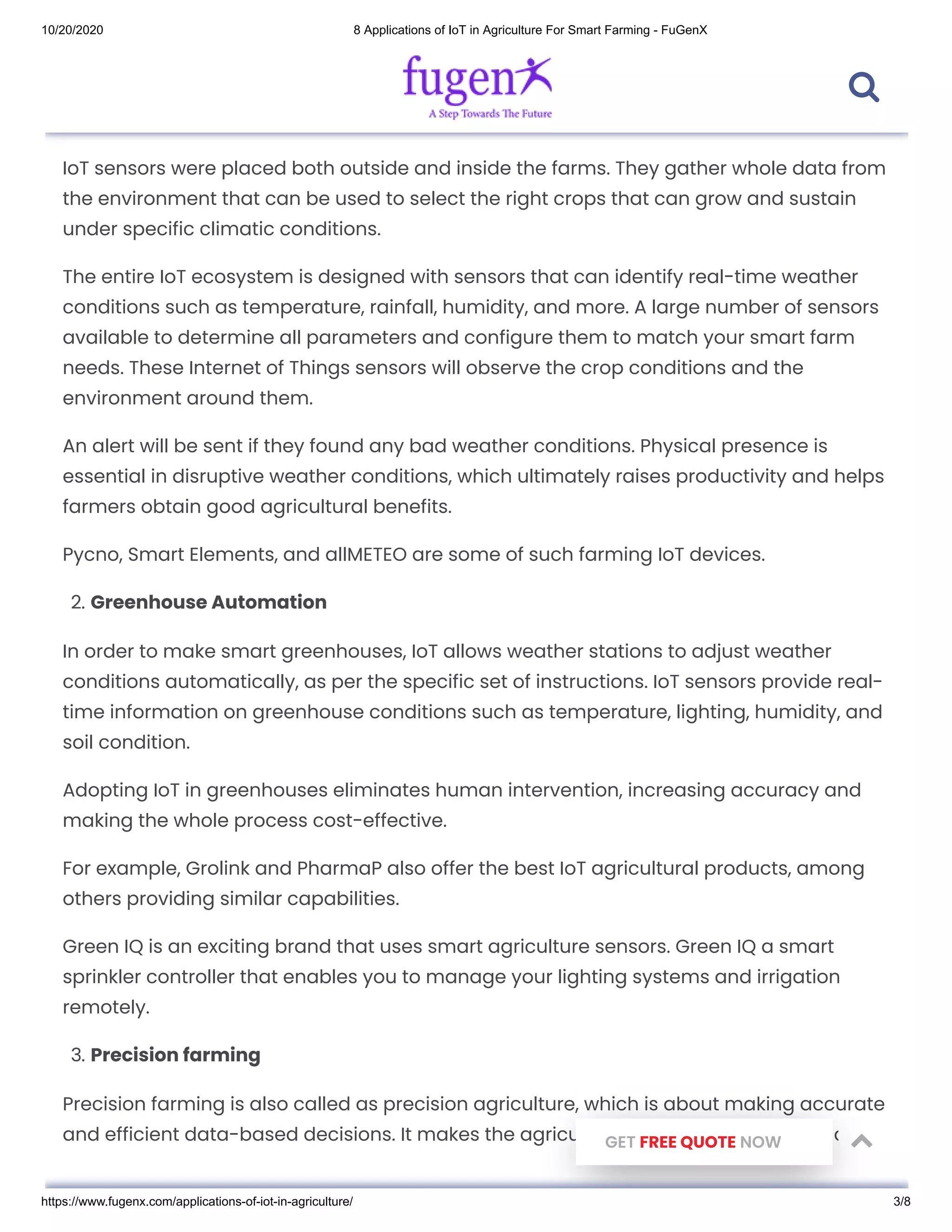 8 applications of IOT in agriculture for smart farming | PDF ...