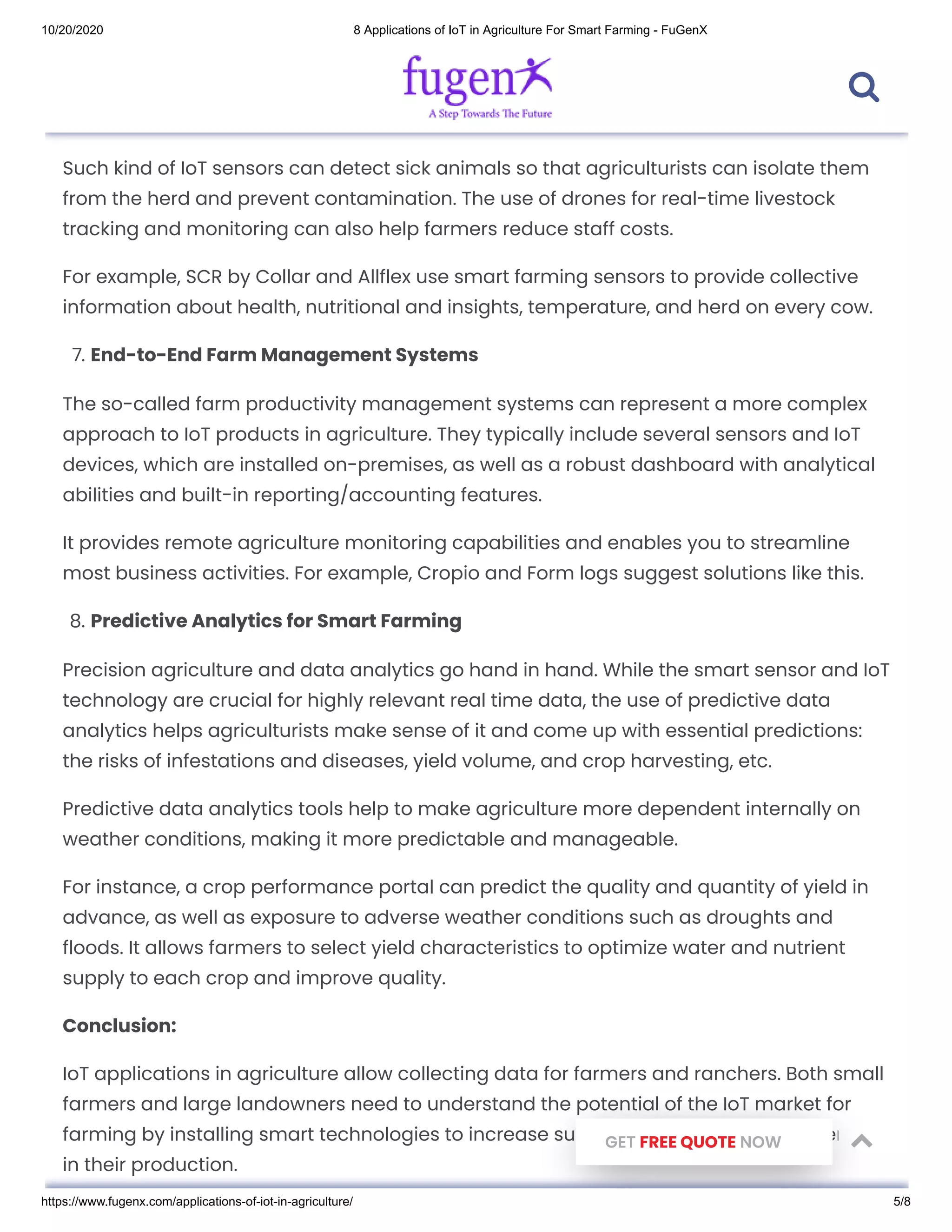 8 applications of IOT in agriculture for smart farming | PDF ...