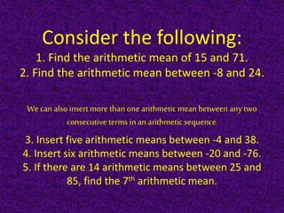 Arithmetic Means | PPTX