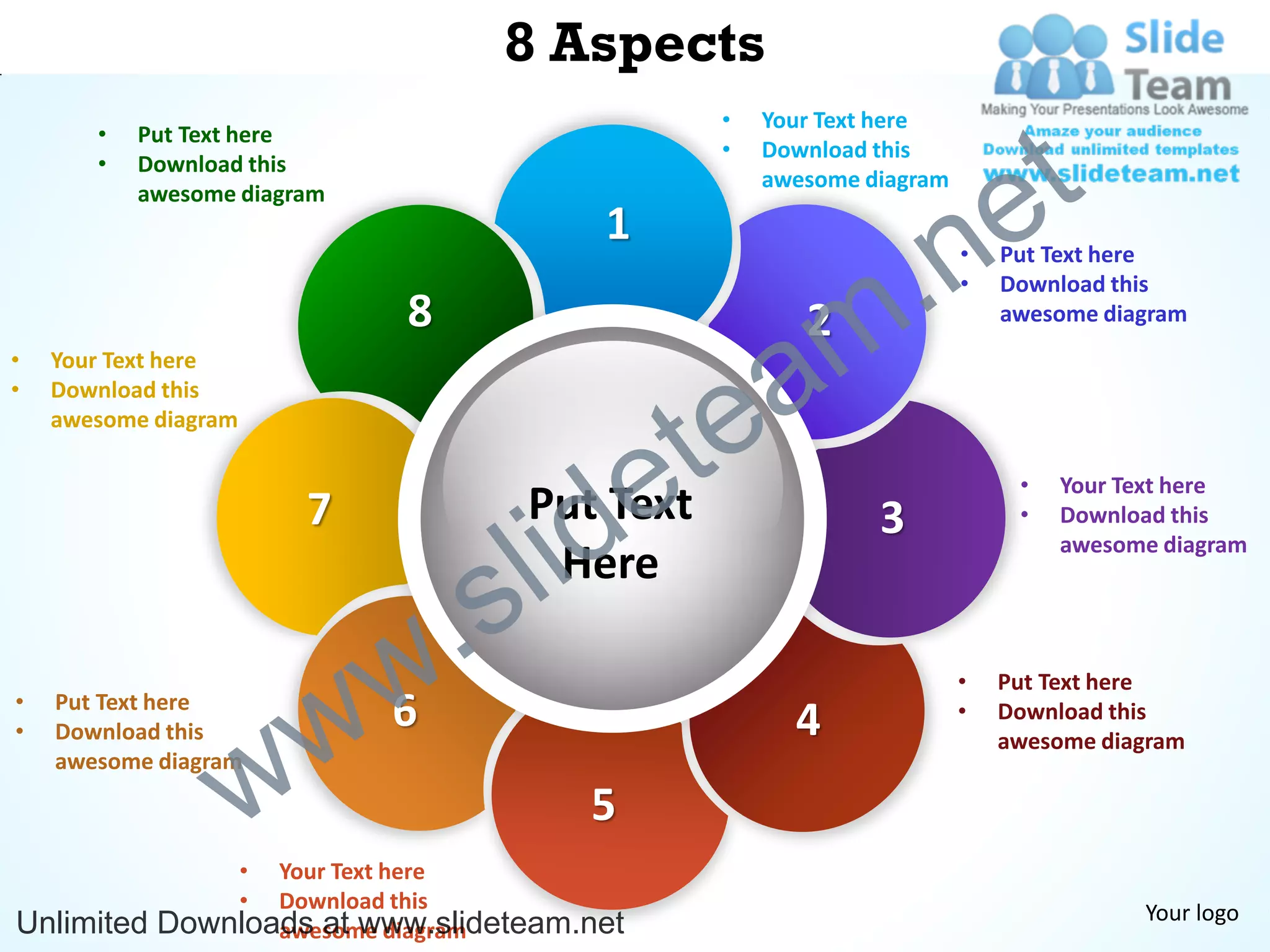8 aspects powerpoint diagrame templates 0712 | PPT