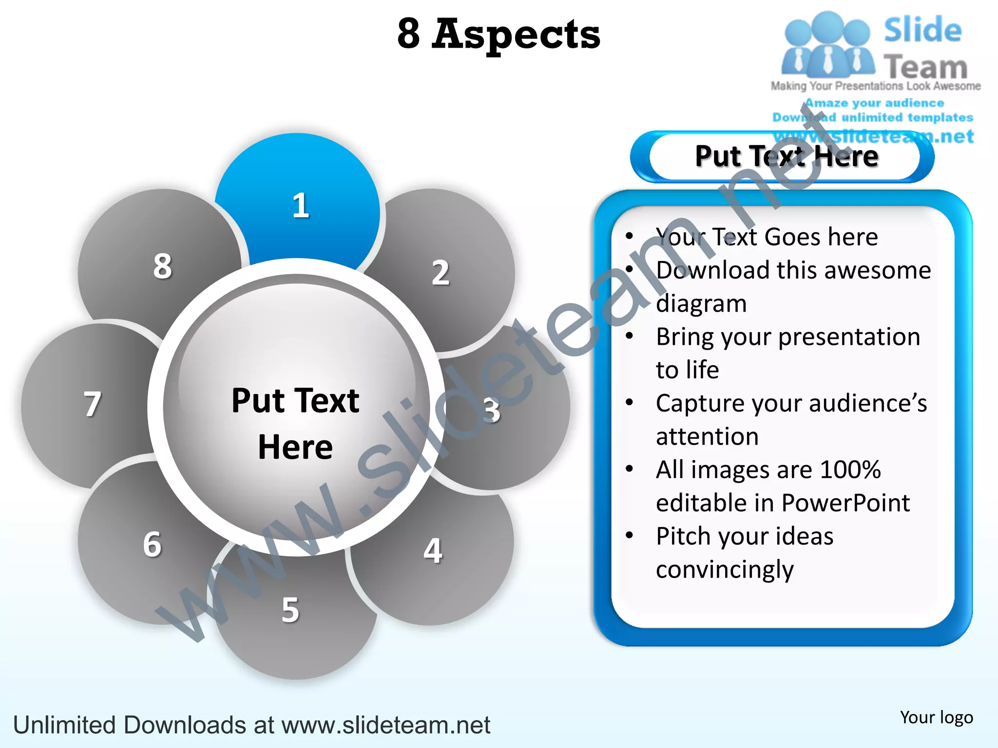 8 aspects powerpoint diagrame templates 0712 | PPT