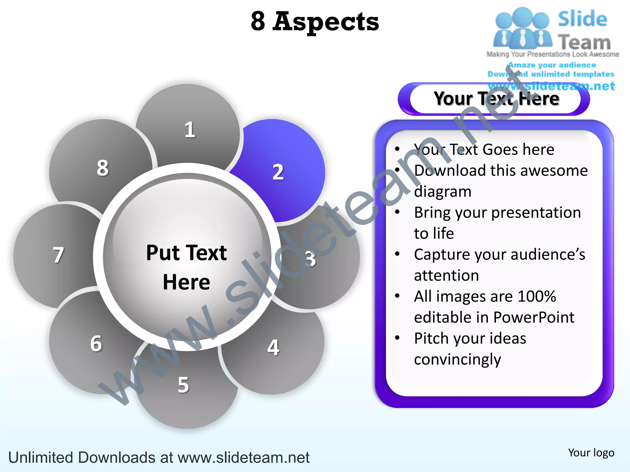 8 aspects powerpoint diagrame templates 0712 | PPT