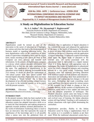 A Study on Digitalization in Education Sector | PDF