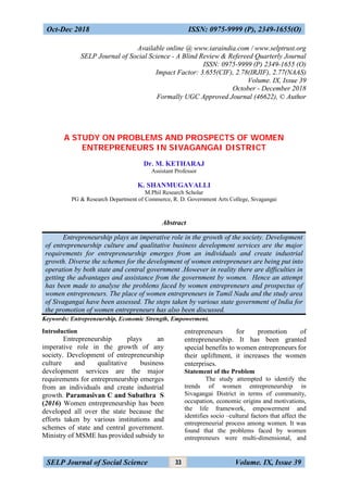 8 a study on problom and prospects of women entrepreneur | PDF