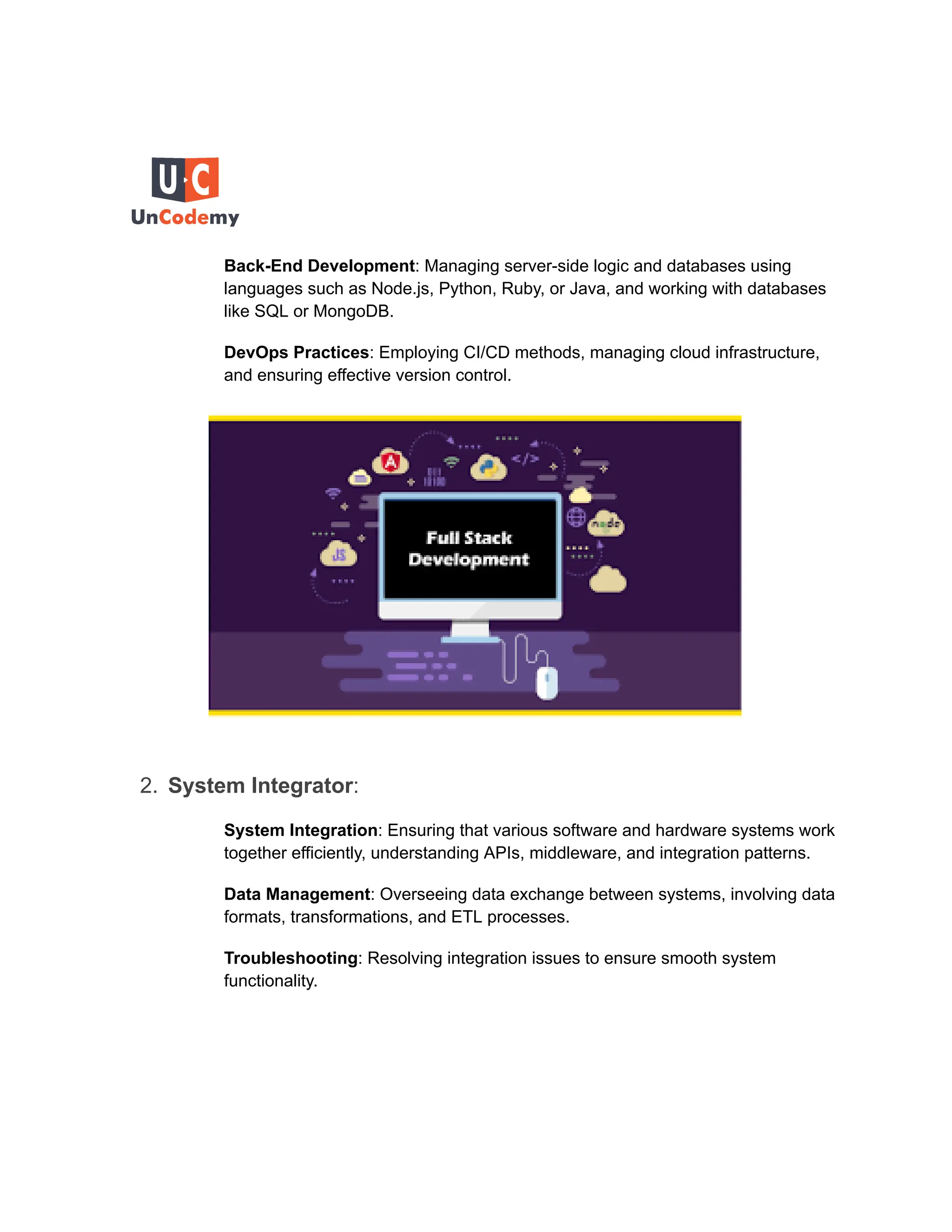 The Role of a Full-Stack Developer & System Integrator Explained | PDF